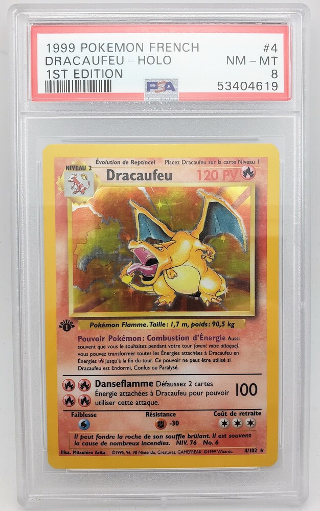 1999 1st Edition Base Set Charizard French Dracaufeu PSA 8 Grade ...