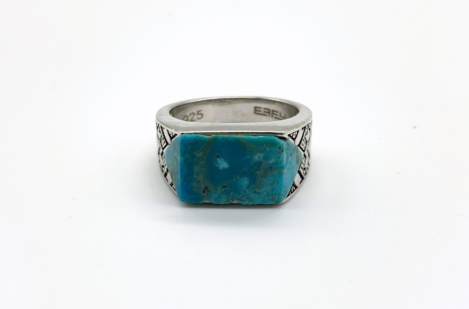 EFFY Men's Rectangle Turquoise Ring in Sterling Silver Size 9.5 ...